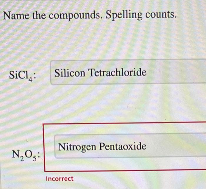Solved Name the compounds. Spelling counts. | Chegg.com