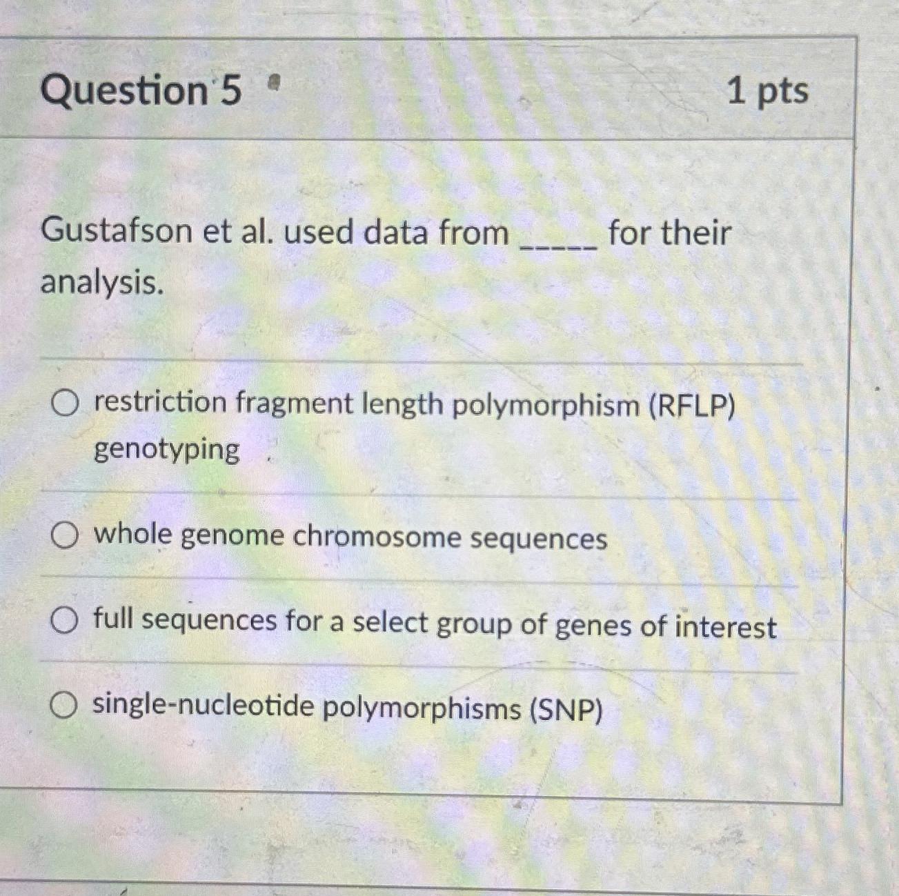 Solved Question 51 ﻿ptsGustafson et al. ﻿used data from q, | Chegg.com
