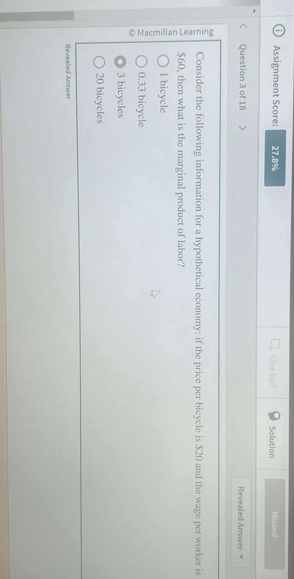 Solved Assignment Score:27.8%Give Up?SolutionMissedQuestion | Chegg.com