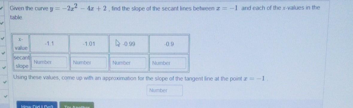 Solved Given the curve y=−2x2−4x+2, find the slope of the | Chegg.com