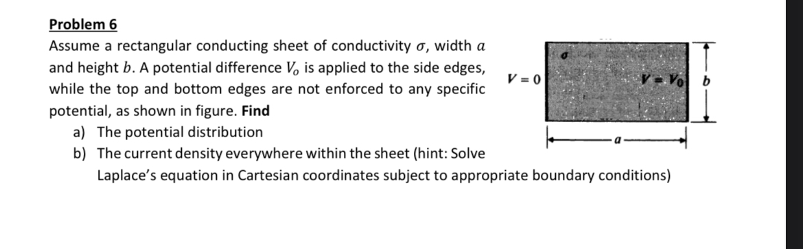 Problem 6Assume a rectangular conducting sheet of | Chegg.com