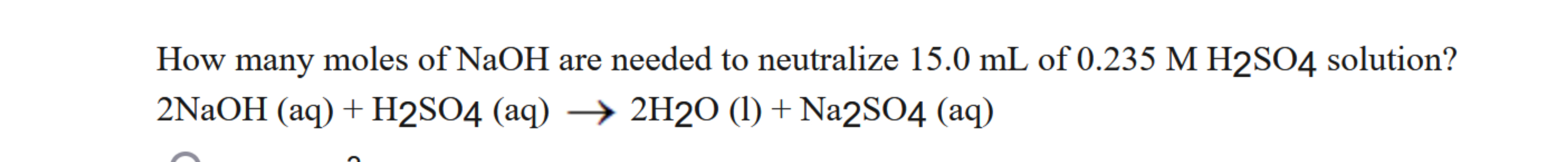 Solved How many moles of NaOH are needed to neutralize | Chegg.com