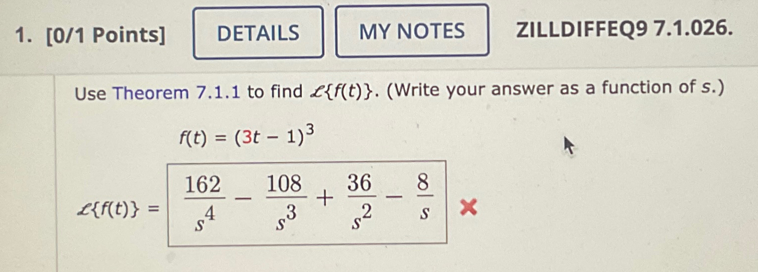 Solved [0 1 ﻿points]zilldiffeq9 7 1 026e Theorem 7 1 1