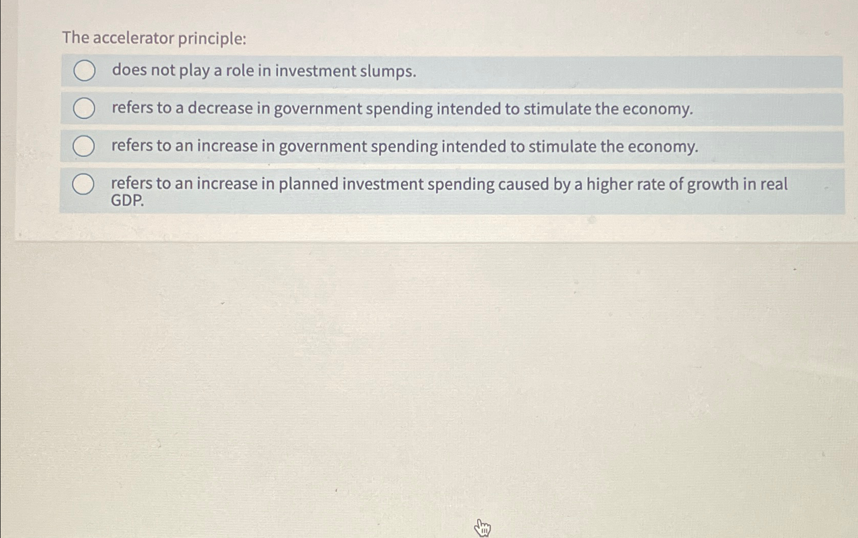 Solved The accelerator principle:does not play a role in | Chegg.com