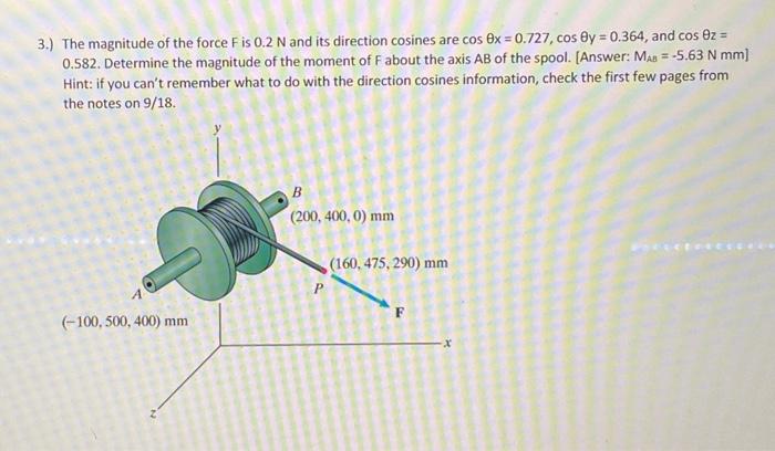 Solved 3.) The magnitude of the force F is 0.2 N and its | Chegg.com