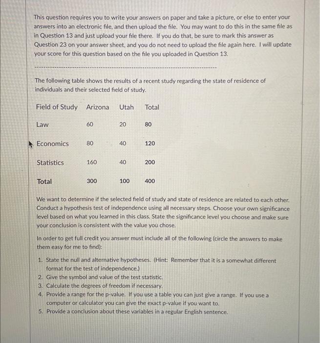 Solved This question requires you to write your answers on | Chegg.com