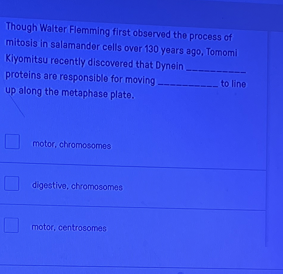 Solved Though Walter Flemming first observed the process | Chegg.com