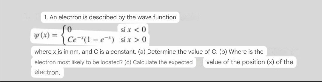 Solved An electron is described by the wave | Chegg.com