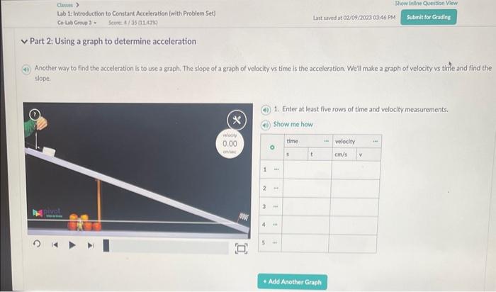 Chunes? Lab 1: Introduction to Constant Acceleration | Chegg.com