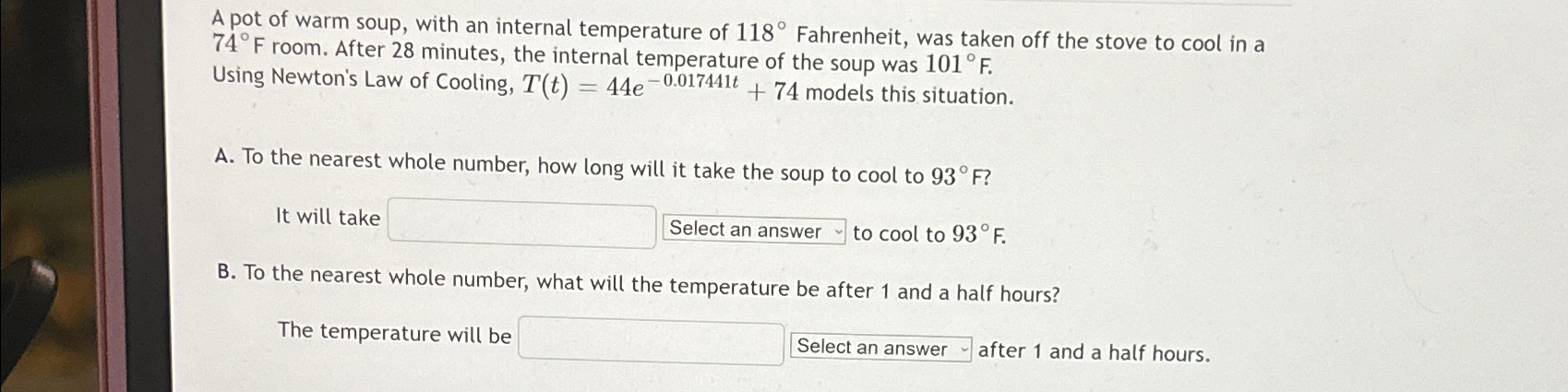 Solved A pot of warm soup, with an internal temperature of | Chegg.com