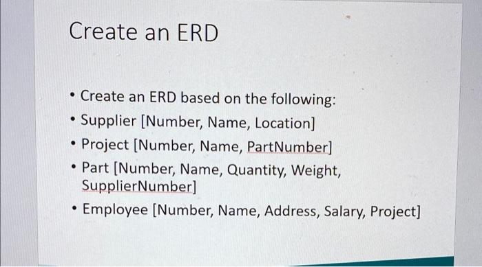 Solved Create an ERD . . • Create an ERD based on the | Chegg.com