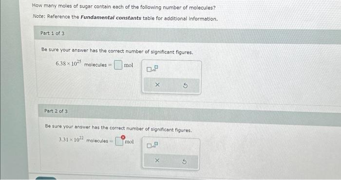 Solved How many moles of sugar contain each of the following | Chegg.com