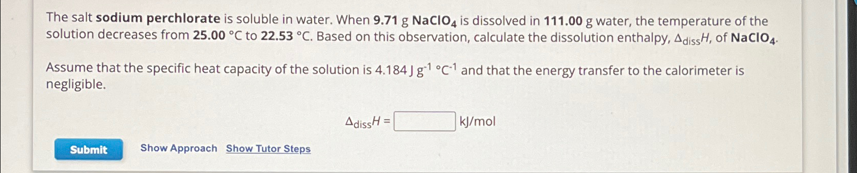 Solved The salt sodium perchlorate is soluble in water. When | Chegg.com