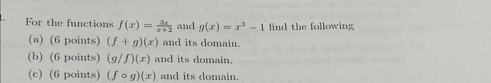Solved For the functions f(x)=3xx+2 ﻿and g(x)=x3-1 ﻿find the | Chegg.com