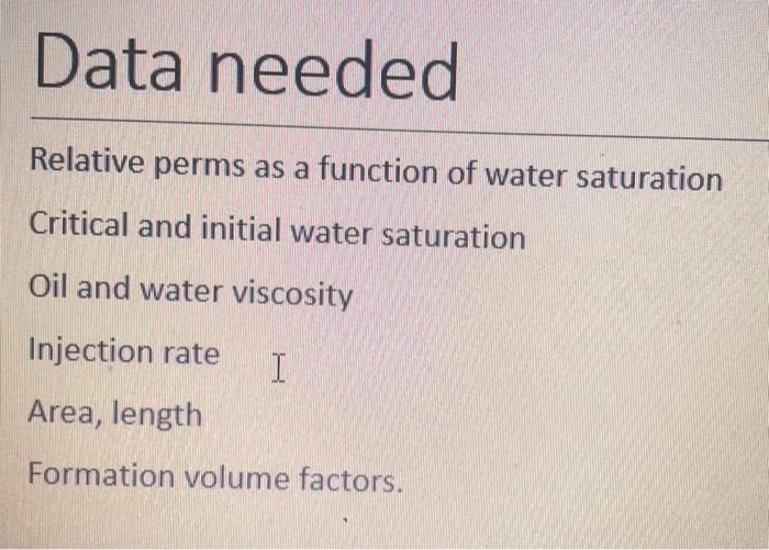 B D E F G H 0.25 Sw Kro Fw Krw 0.0000 dfw/dsw 1.3 | Chegg.com