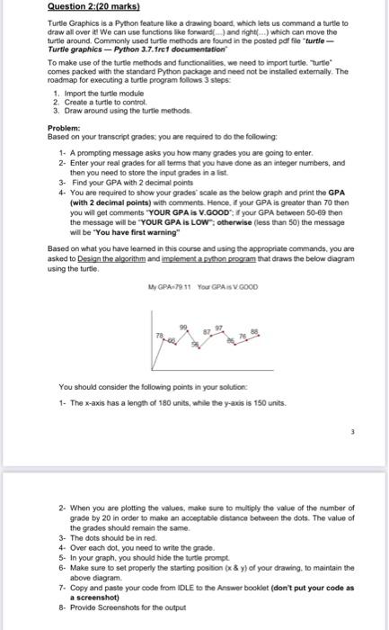 Solved Question 2: (20 marks) Turtle Graphics is a Python | Chegg.com