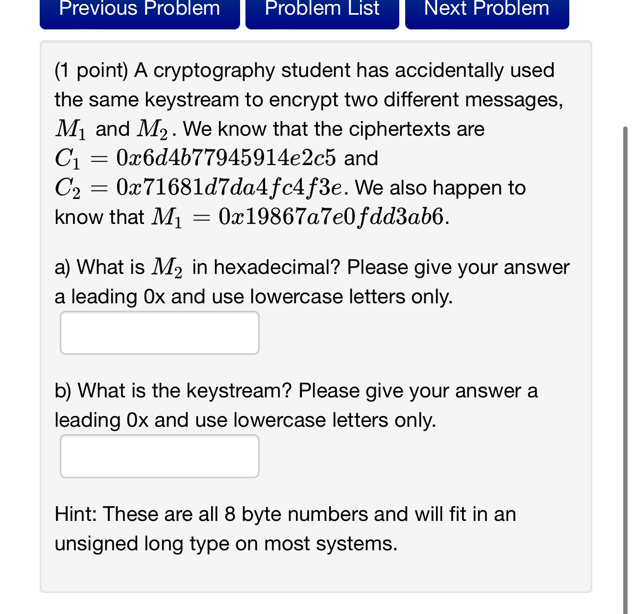 Solved Previous ProblemProblem List(1 ﻿point) ﻿A | Chegg.com