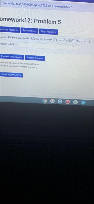 Solved webwork I mat_167-1002-spring2022-lee / homework 2/5 | Chegg.com