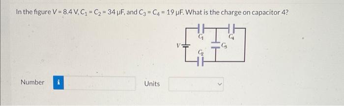 Solved In the figure V=8.4 V,C1=C2=34μF, and C3=C4=19μF. | Chegg.com