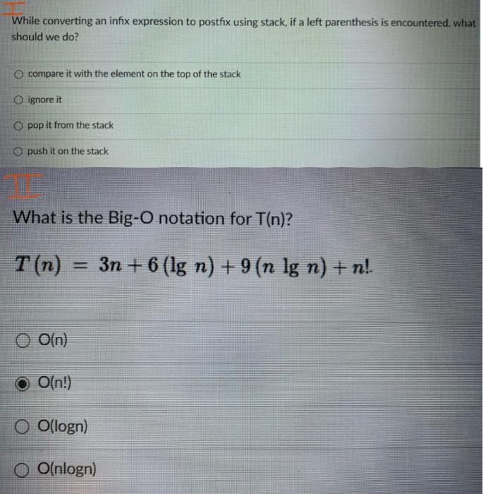Solved While converting an infix expression to postfix using | Chegg.com