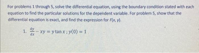 Solved For problems 1 through 5 , solve the differential | Chegg.com