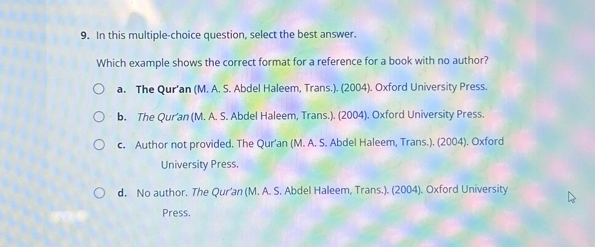 Solved In this multiple-choice question, select the best | Chegg.com