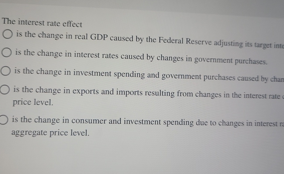 Solved The interest rate effectis the change in real GDP | Chegg.com