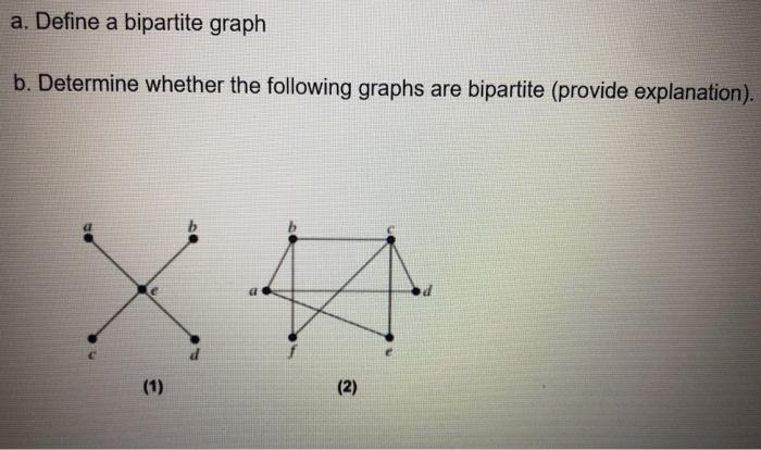 Solved a. Define a bipartite graph b. Determine whether the | Chegg.com