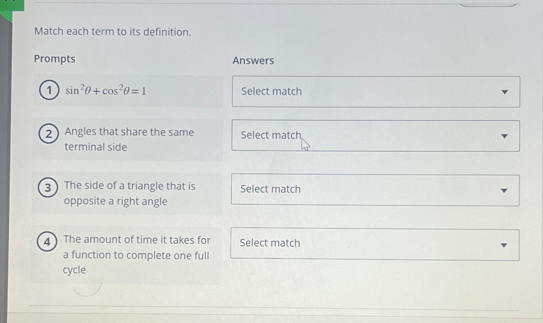 Solved Match each term to its | Chegg.com