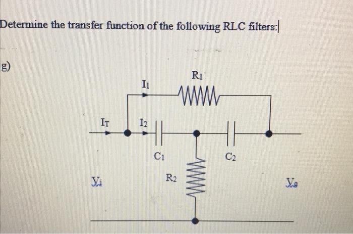 Solved Determine the transfer function of the following RLC | Chegg.com