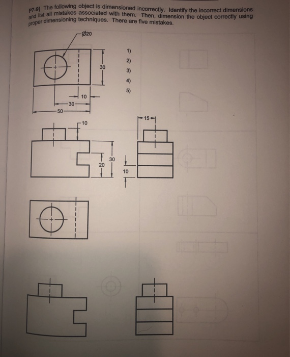 Solved P7-9) The following object is dimensioned | Chegg.com