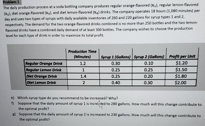 Solved Problem 1The daily production process at a soda | Chegg.com
