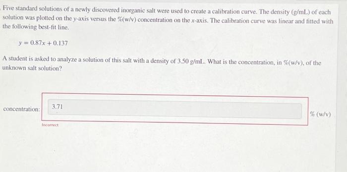 Solved Five standard solutions of a newly discovered | Chegg.com