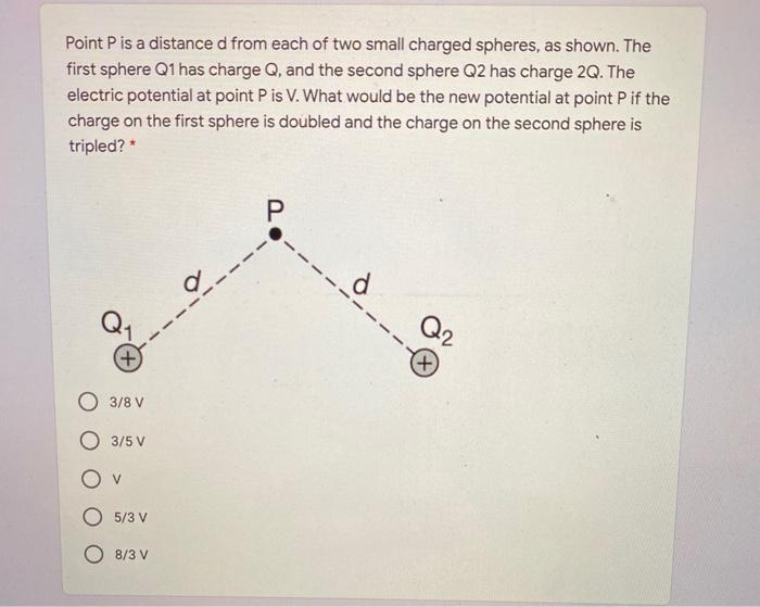 Solved Point Pis a distance d from each of two small charged | Chegg.com