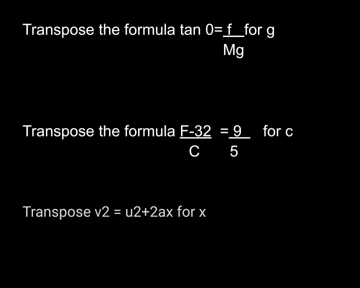 Solved Transpose the formula tan 0=f_for g Mg Transpose the | Chegg.com