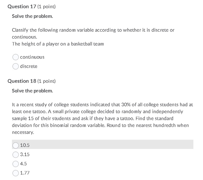 Solved Question 17 1 Point Solve The Problem Classify The 