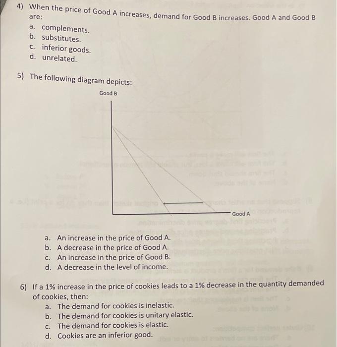 Solved 4) When the price of Good A increases, demand for | Chegg.com