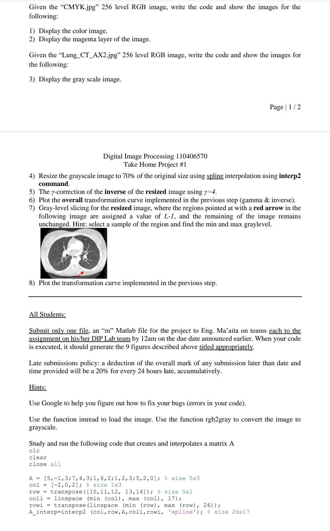 Hello I have project in Digital Image Processing | Chegg.com