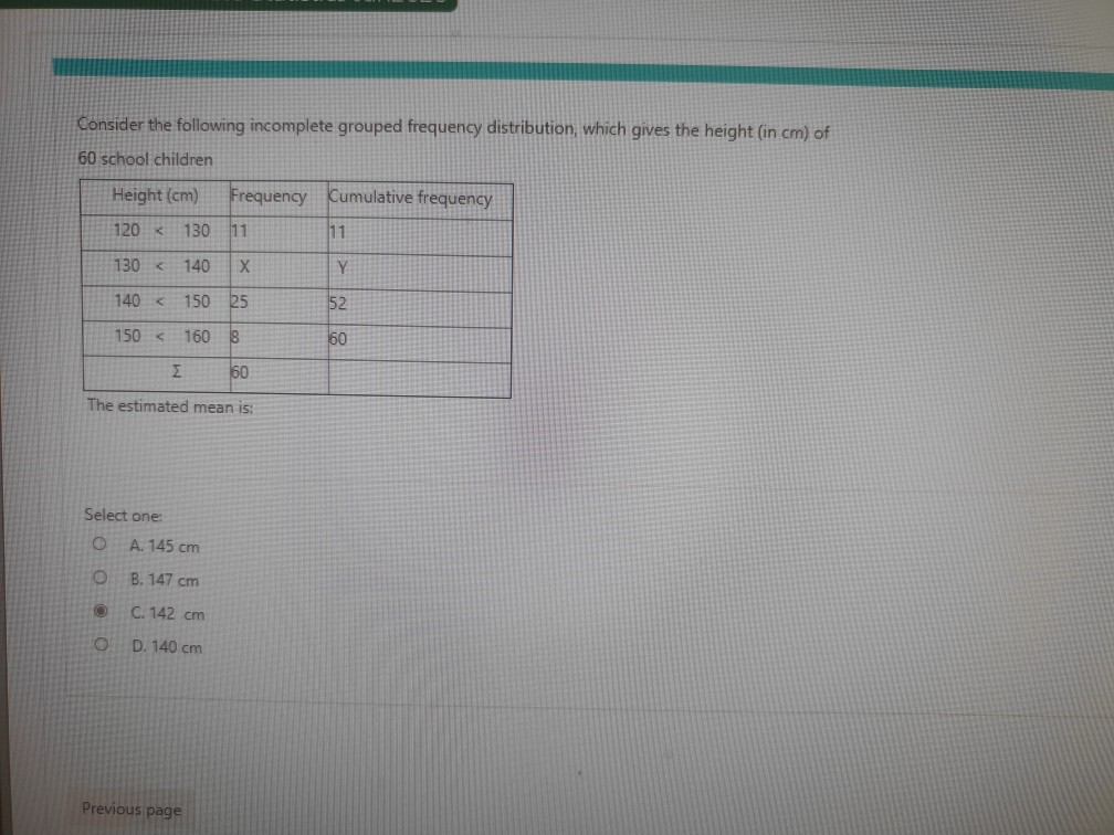 Solved Consider the following incomplete grouped frequency | Chegg.com