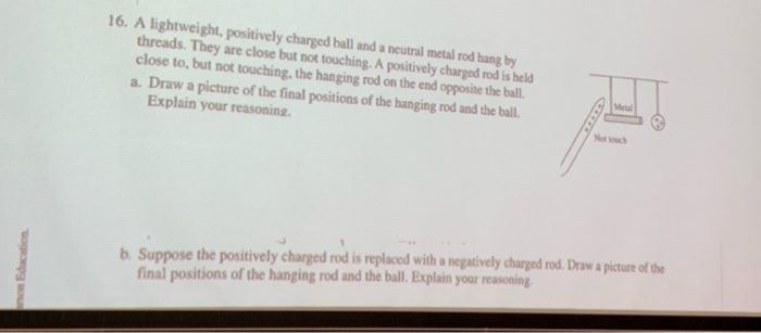Solved 16. A lightweight, positively charged ball and a | Chegg.com