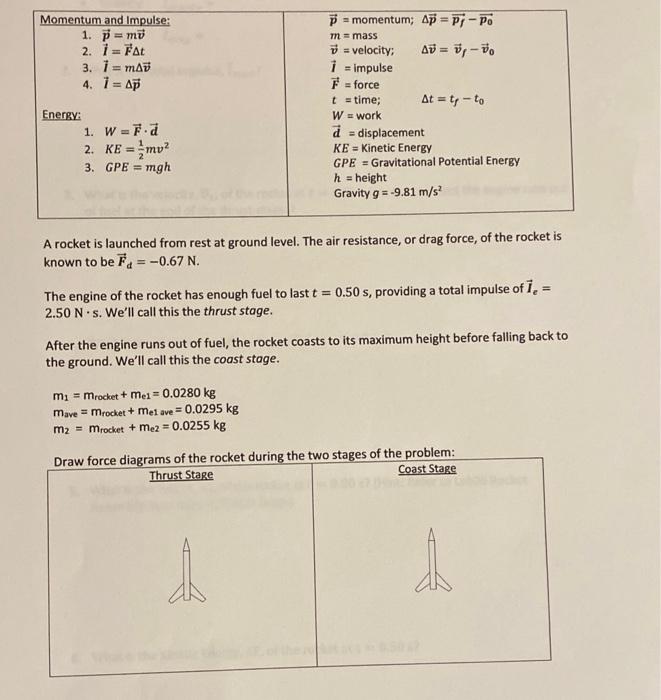 Solved Mass of Rocket without engine : Mass of Engine (me); | Chegg.com