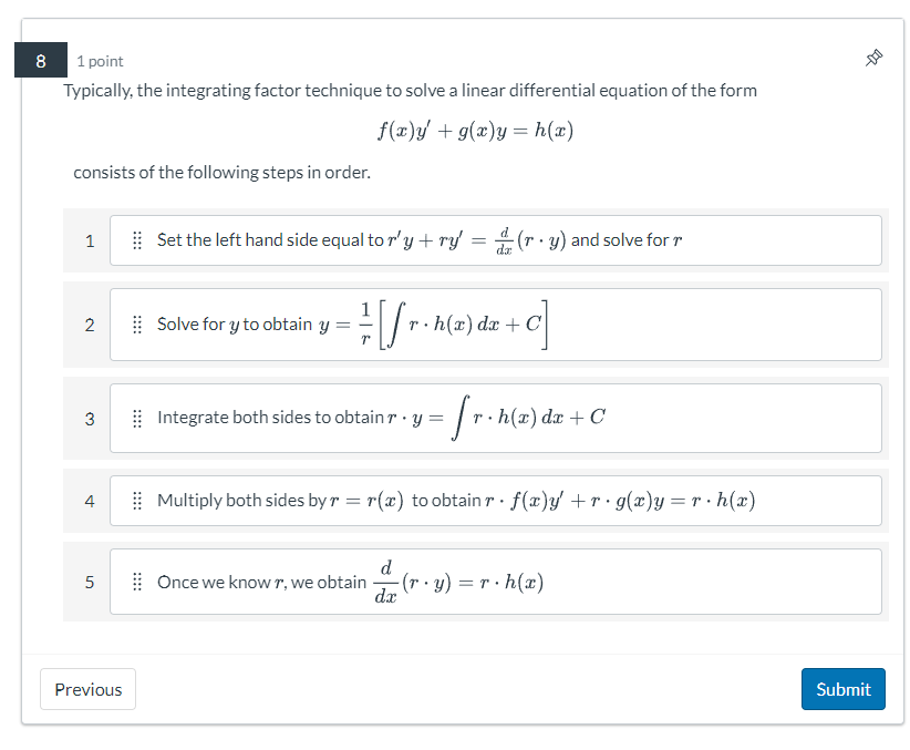 Solved Typically, the integrating factor technique to solve | Chegg.com