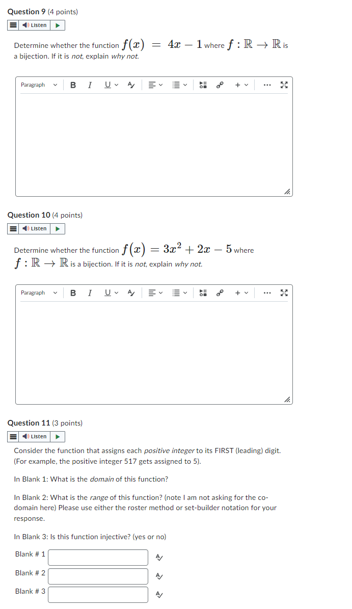 Solved Determine whether the function f(x)=4x-1 ﻿where f:R→R | Chegg.com