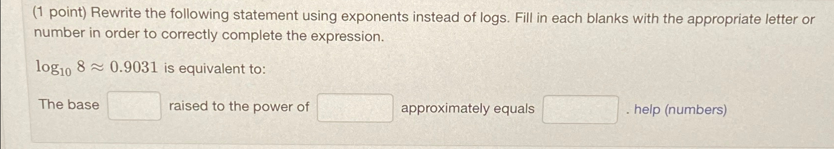 Solved Rewrite the following statement using exponents | Chegg.com