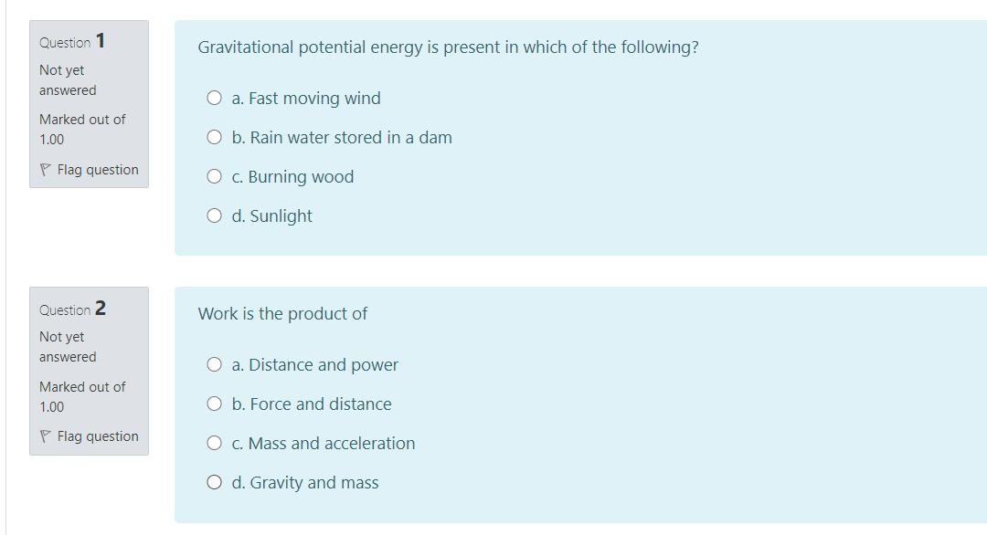 Solved Question 1 Gravitational potential energy is present | Chegg.com