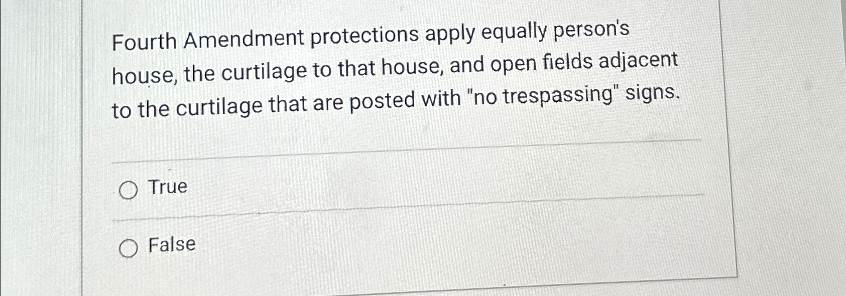 Solved Fourth Amendment protections apply equally person's | Chegg.com
