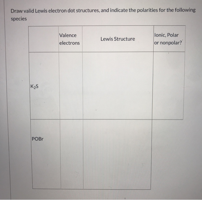 Solved Draw valid Lewis electron dot structures, and | Chegg.com