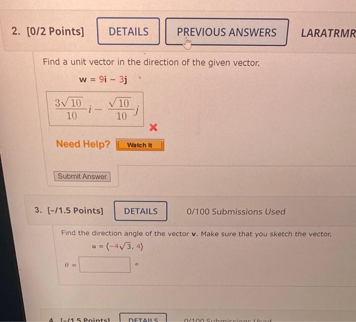 Solved Find a unit vector in the direction of the given | Chegg.com