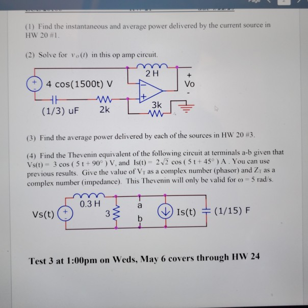 Solved Page ECE 20100 HW 22 due 4/27/20 (1) Find the | Chegg.com