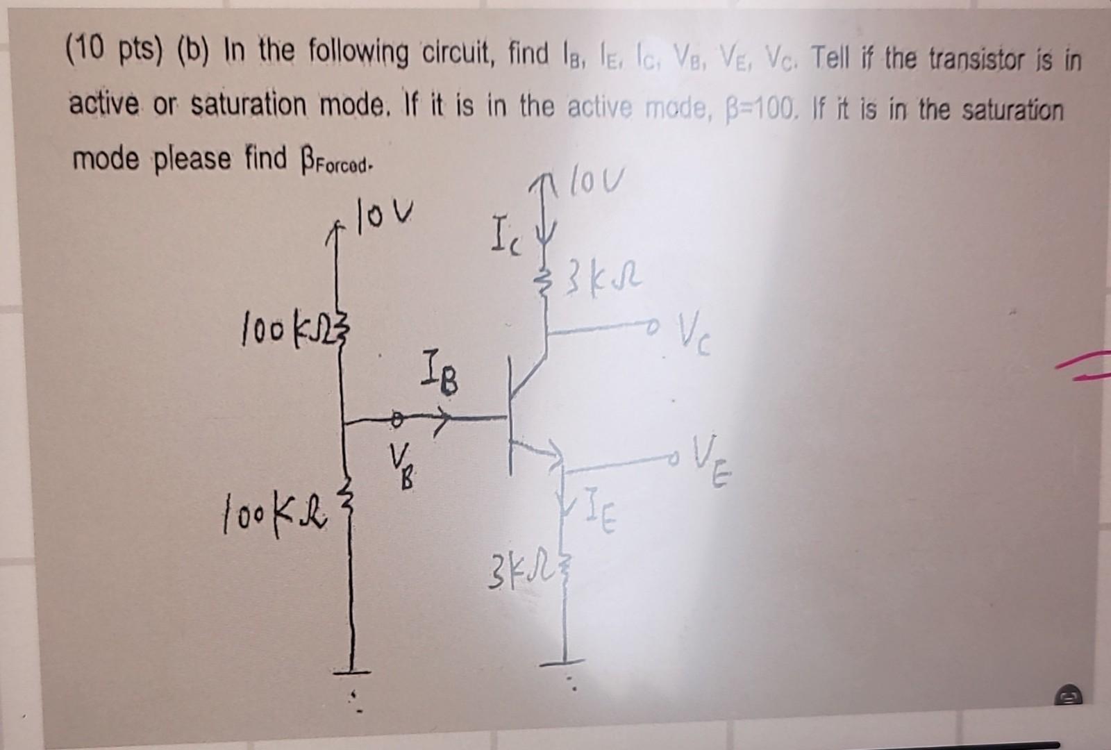Solved (10 pts) (b) In the following circuit, find | Chegg.com